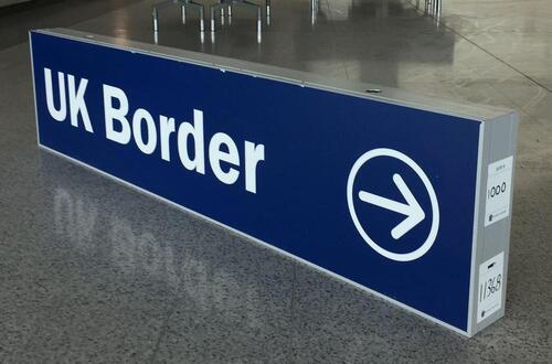 Rare Illuminated 'UK Border' Sign