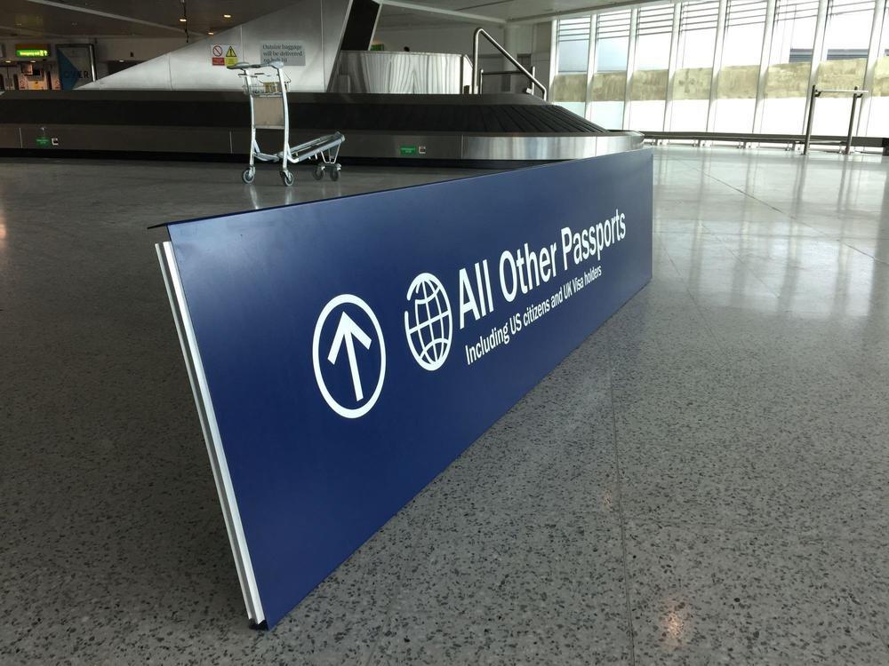 Iconic 'All Other Passports' UK Border Sign