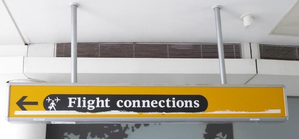 Flight connections' illuminated sign