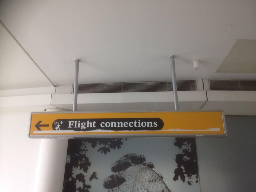 Flight connections' illuminated sign