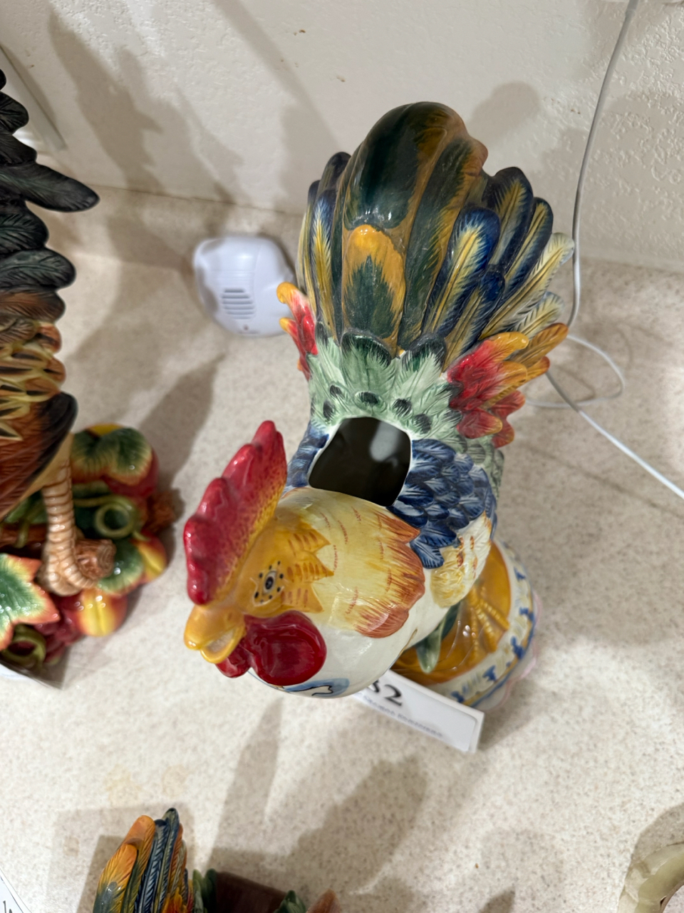 Fitz and Floyd Colorful Ceramic Rooster Pitcher, Multi-Colored Design