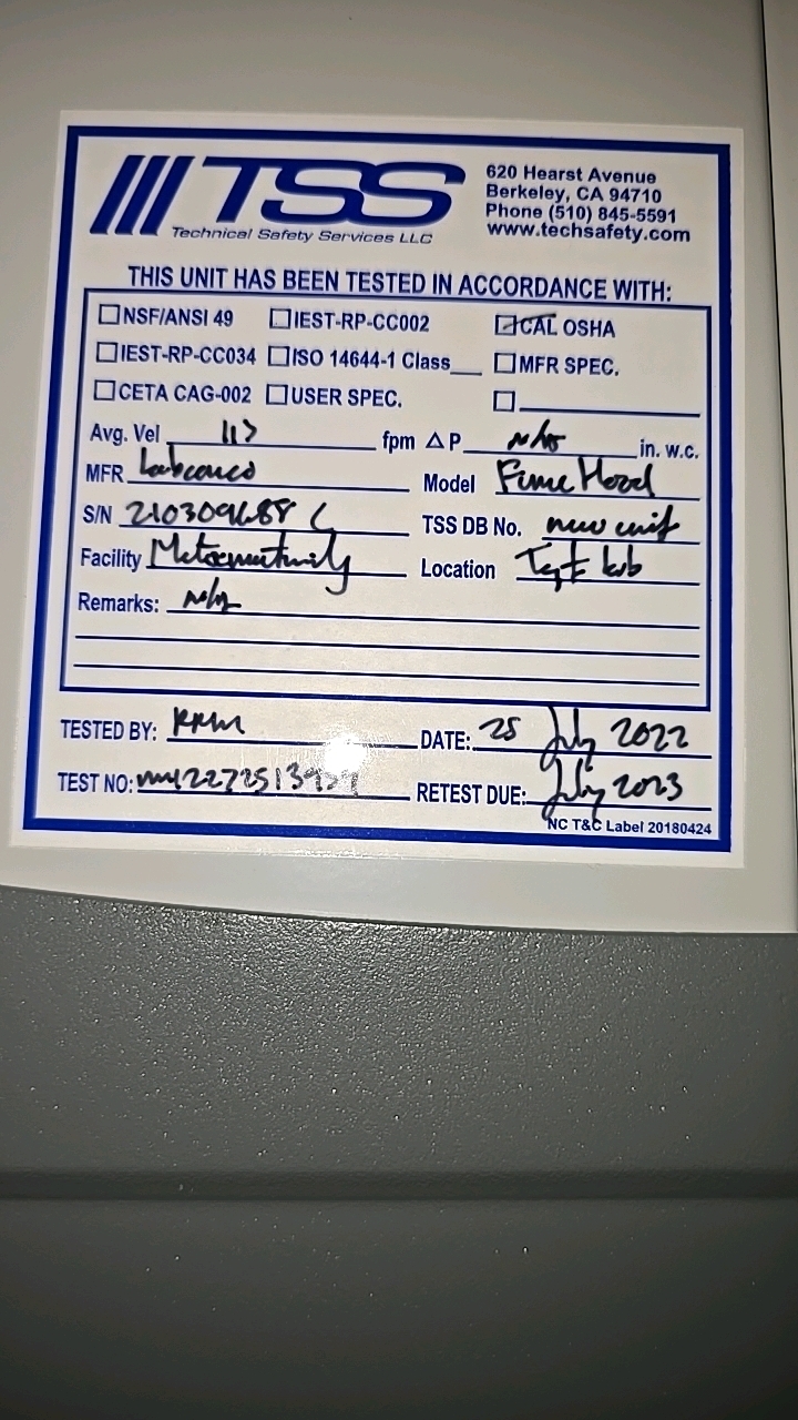 LABCONCO CHEMICAL FUME HOOD PREMIER CAT NO: 10060000010914 APPROX: 6' x ...